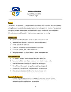 Annotated Bibliography Assignment Instructions