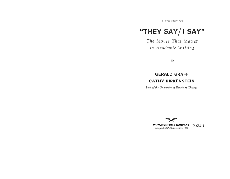 They Say / I Say: Academic Writing Guide