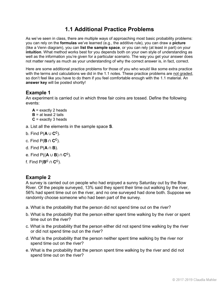 Probability Practice Problems