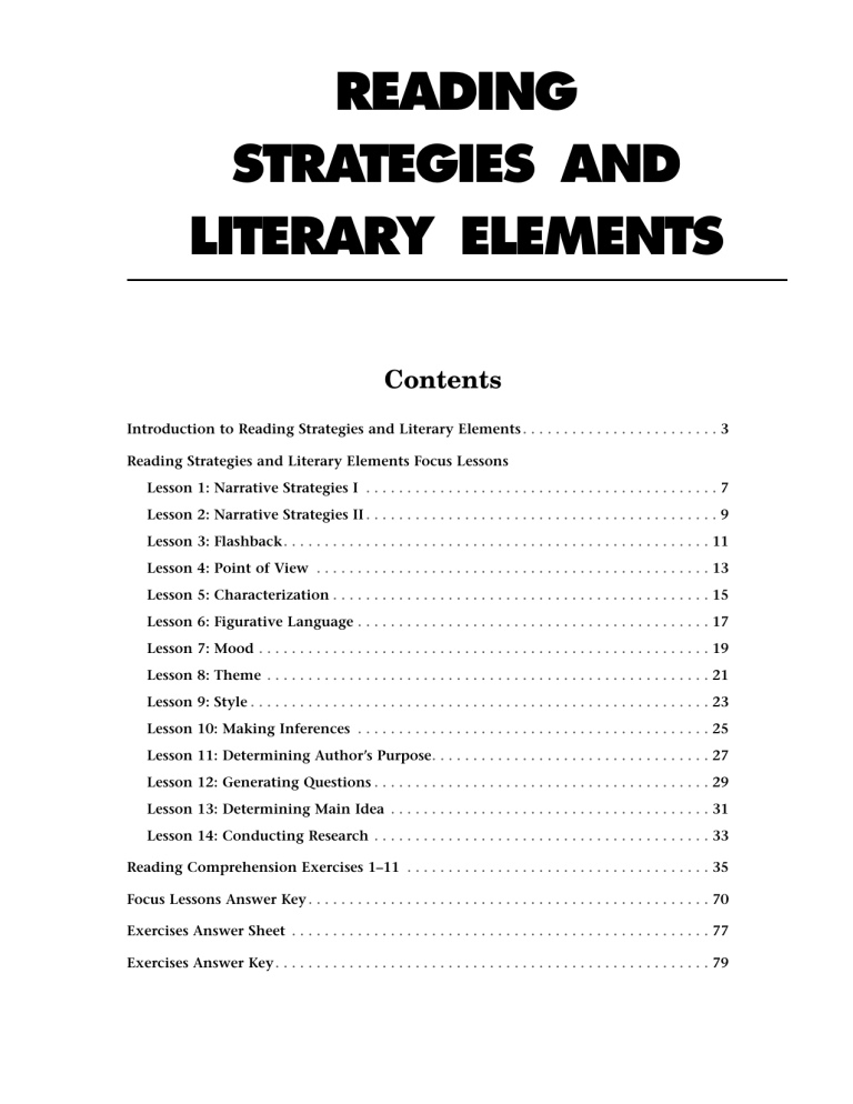 Reading Strategies & Literary Elements Workbook