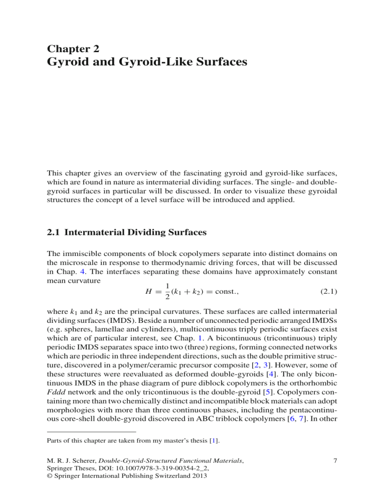 Gyroid Surfaces in Block Copolymers