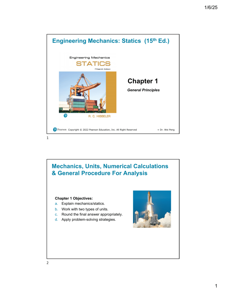 Engineering Mechanics Statics Chapter 1 Overview