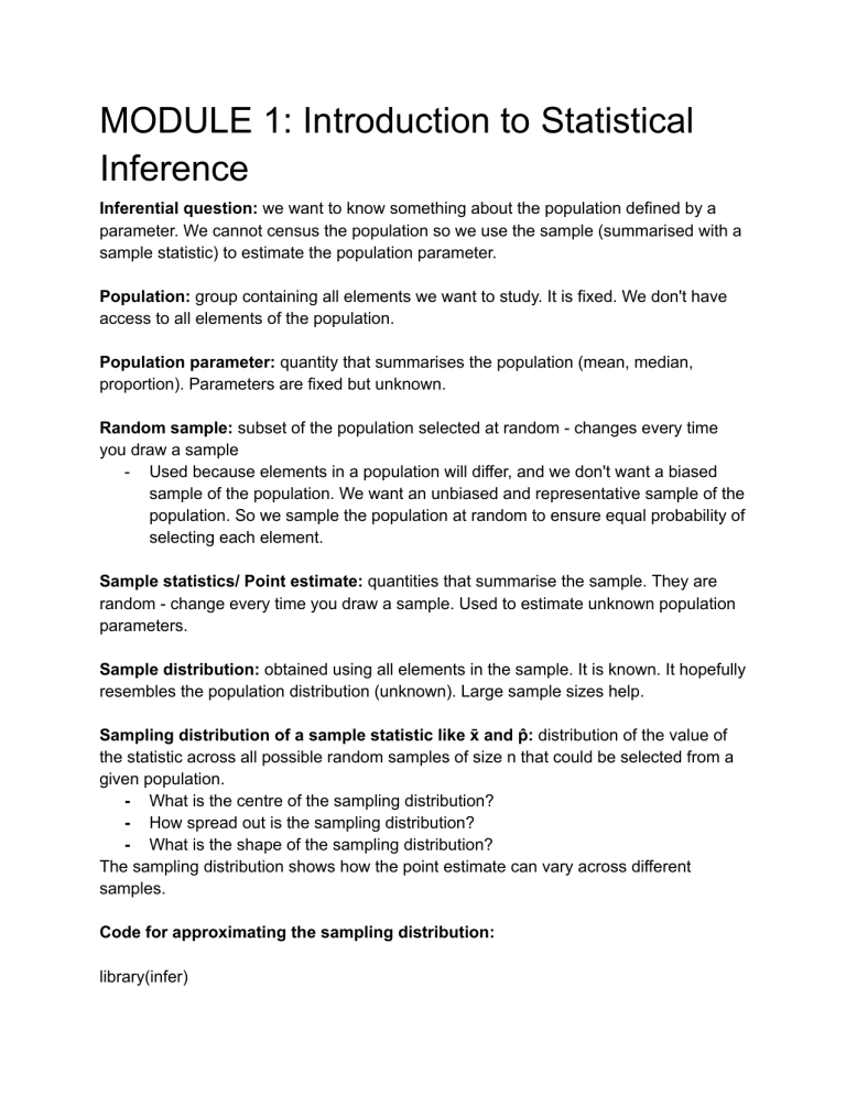 Statistical Inference Lecture Notes