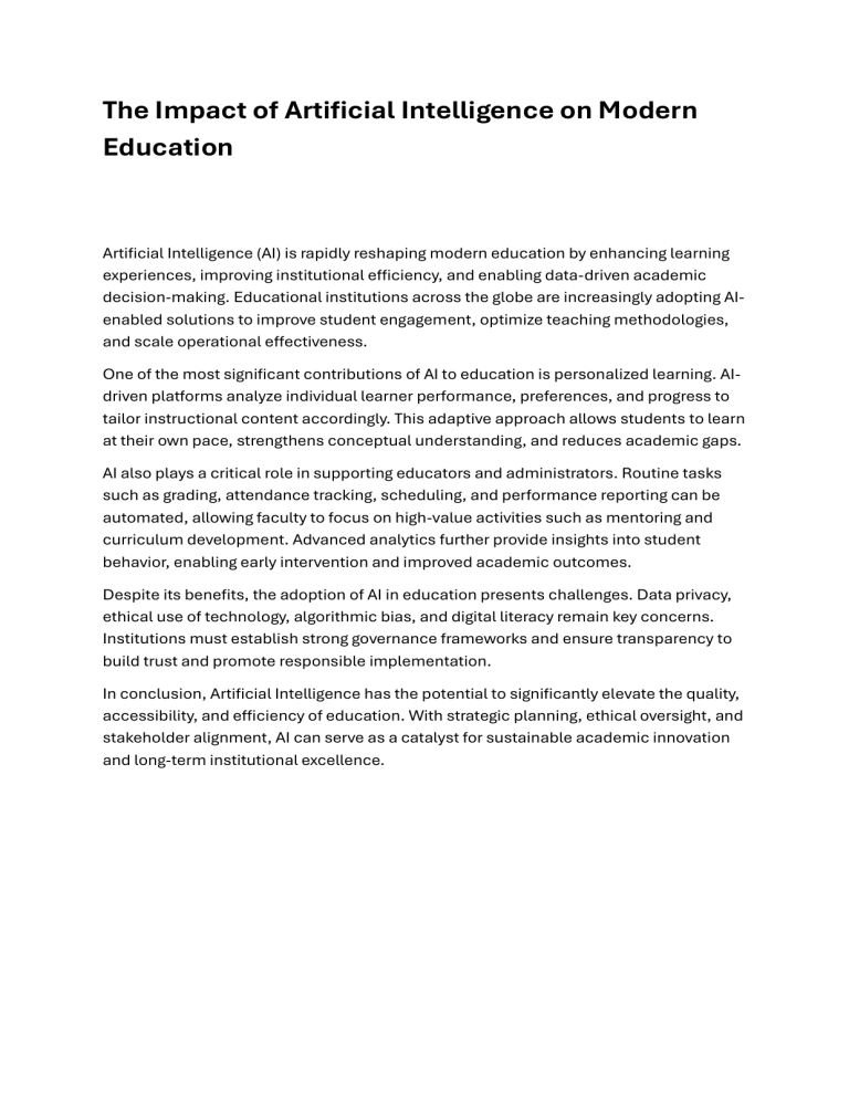 AI's Impact on Modern Education