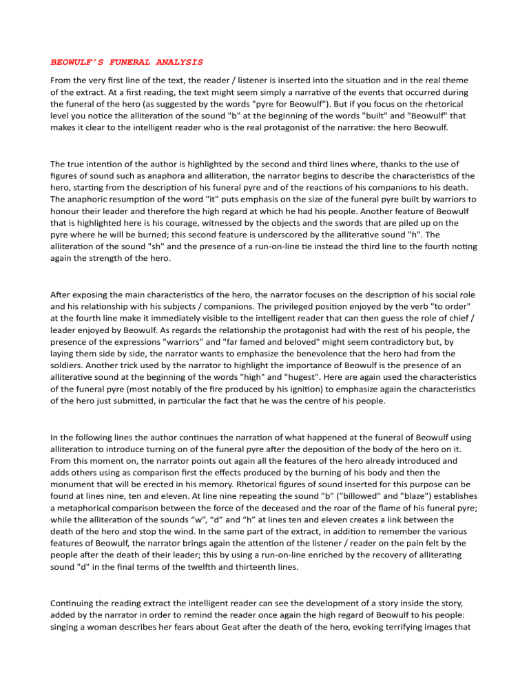 Beowulf's Funeral Rhetorical Analysis