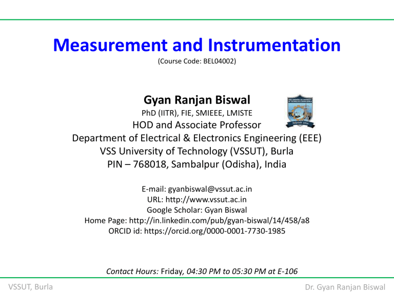 Measurement & Instrumentation Coursebook