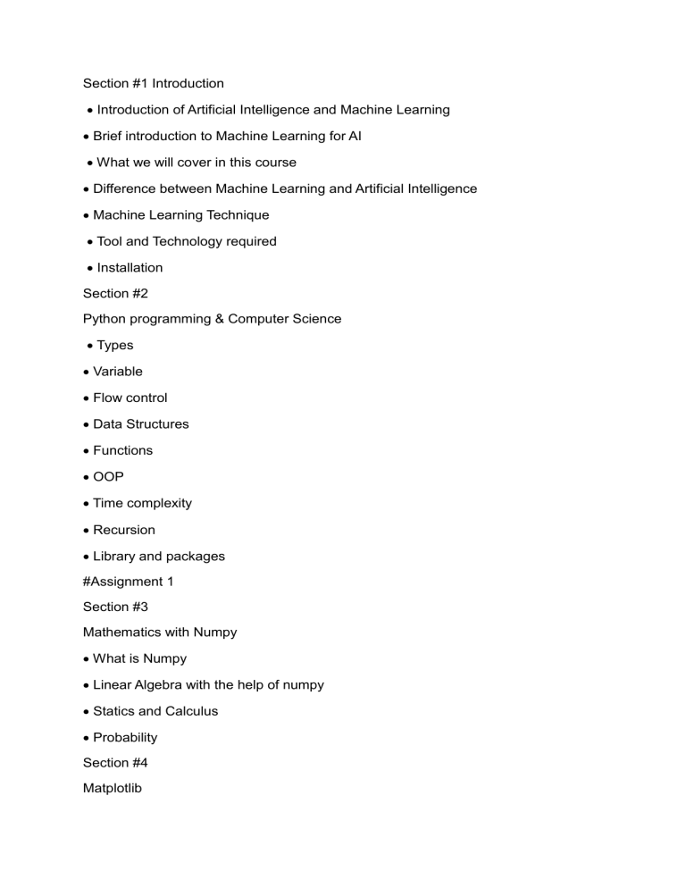 AI & Machine Learning Course Syllabus