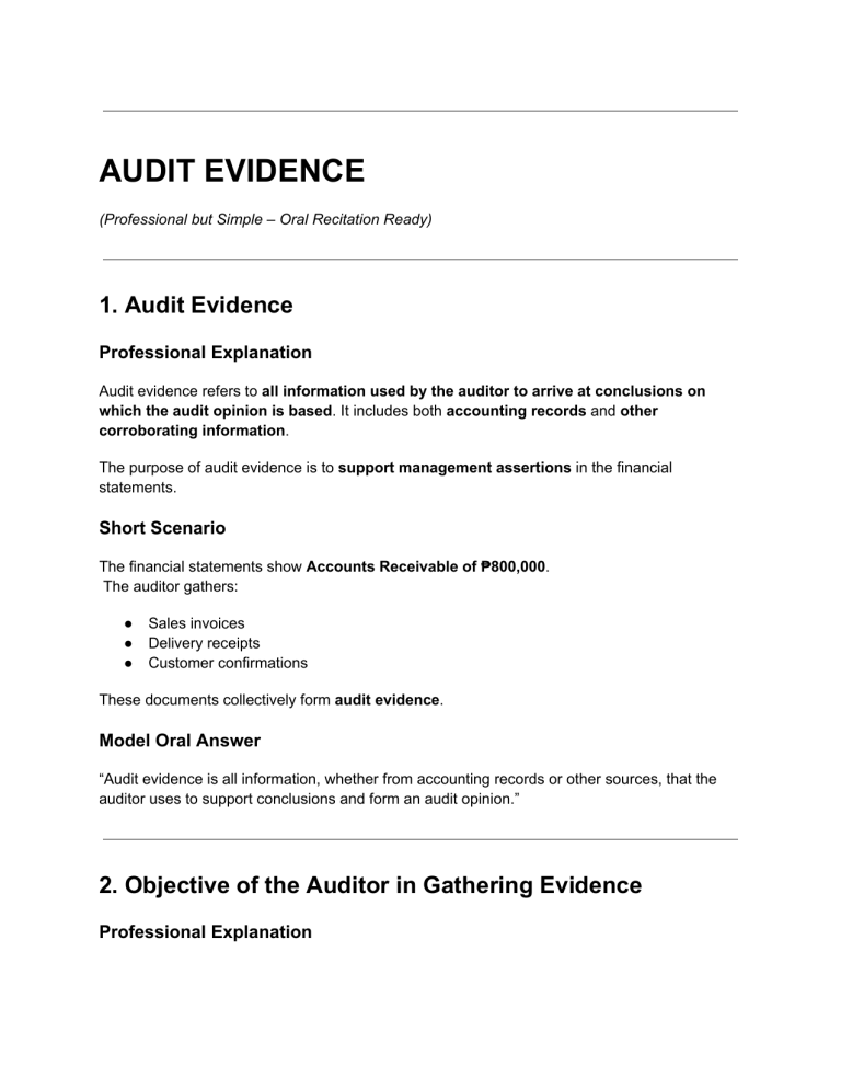 Audit Evidence Guide: Key Concepts