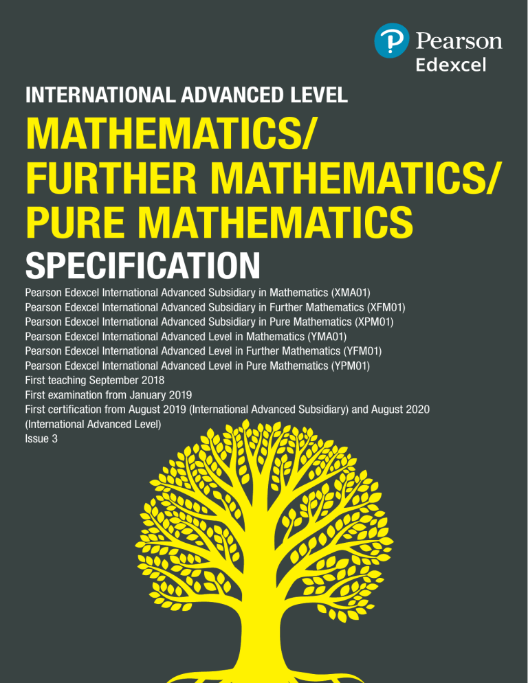 Edexcel IAL Maths Specification