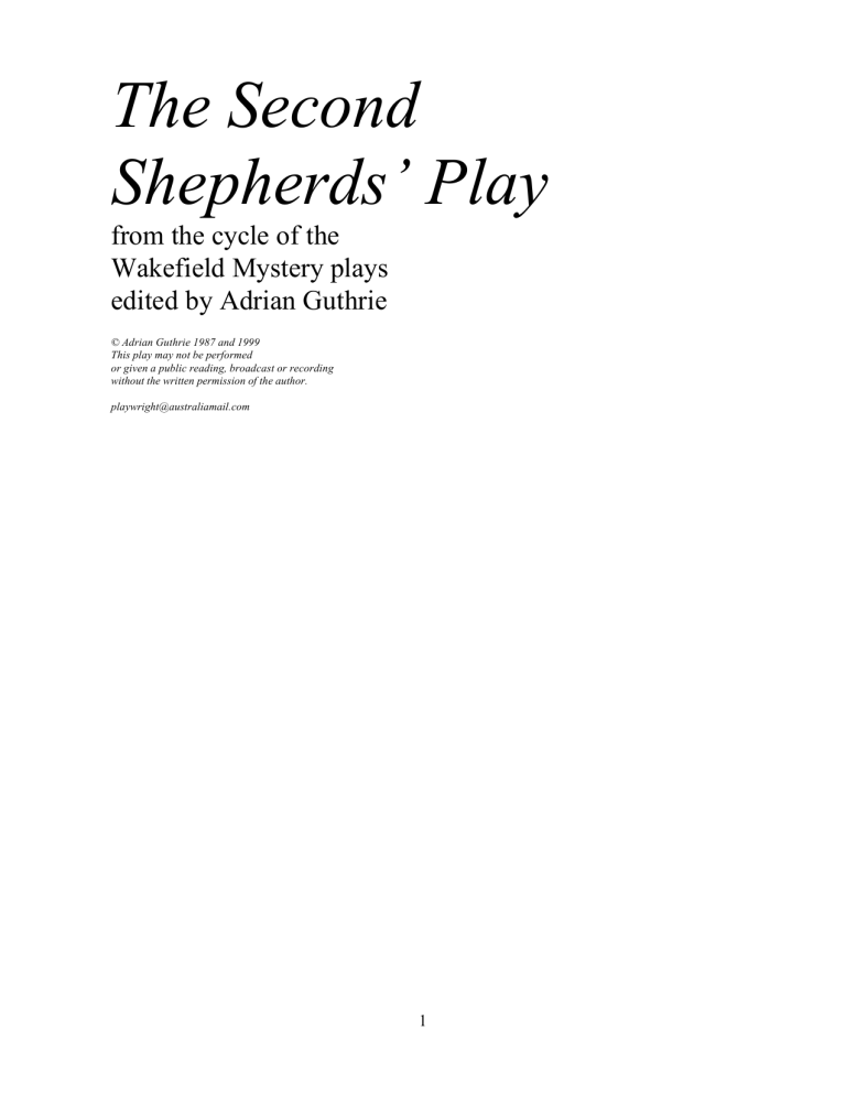 The Second Shepherds' Play Script
