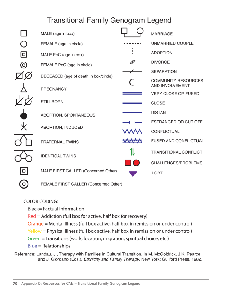 Transitional Family Genogram Legend