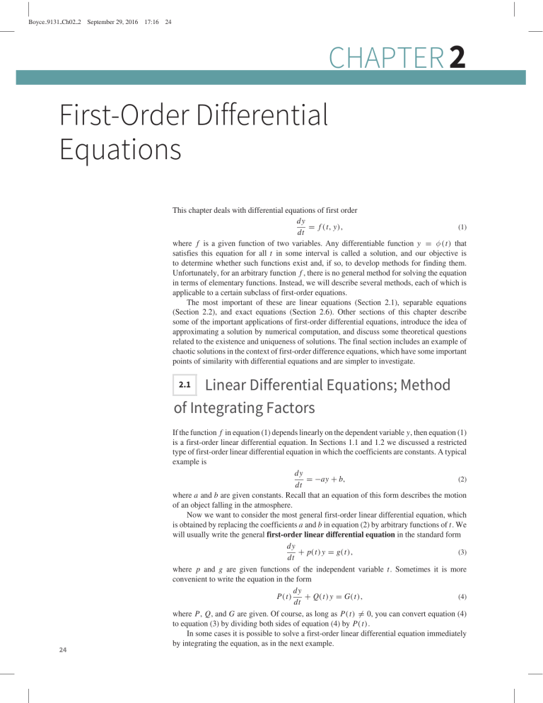 First-Order Differential Equations Textbook Chapter