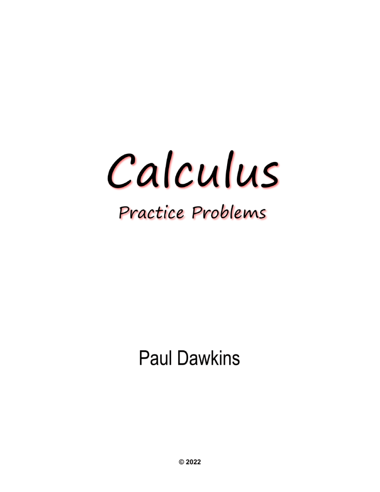 Calculus Practice Problems & Solutions