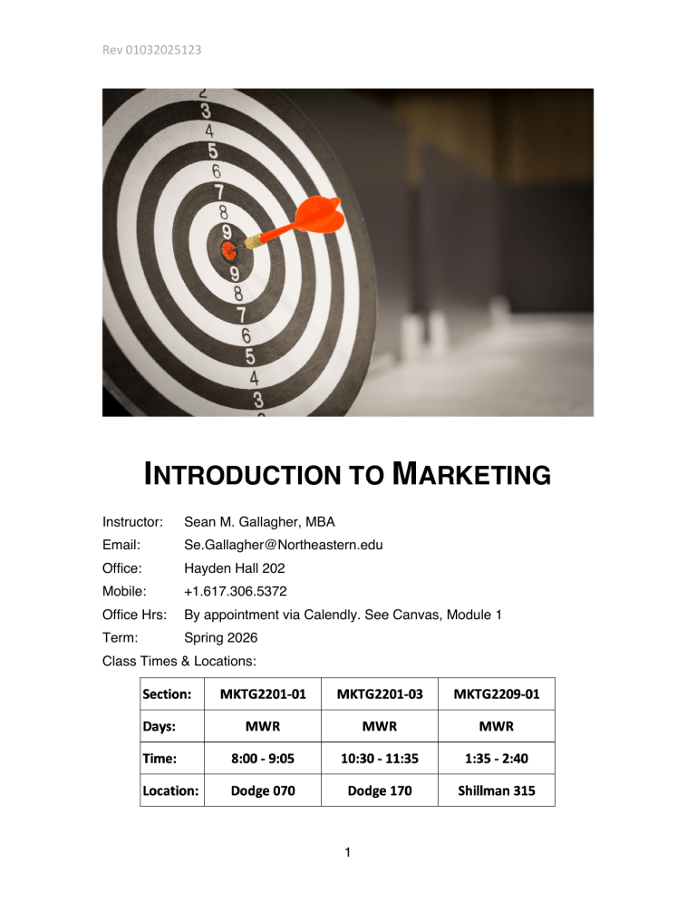 Introduction to Marketing Syllabus Spring 2026