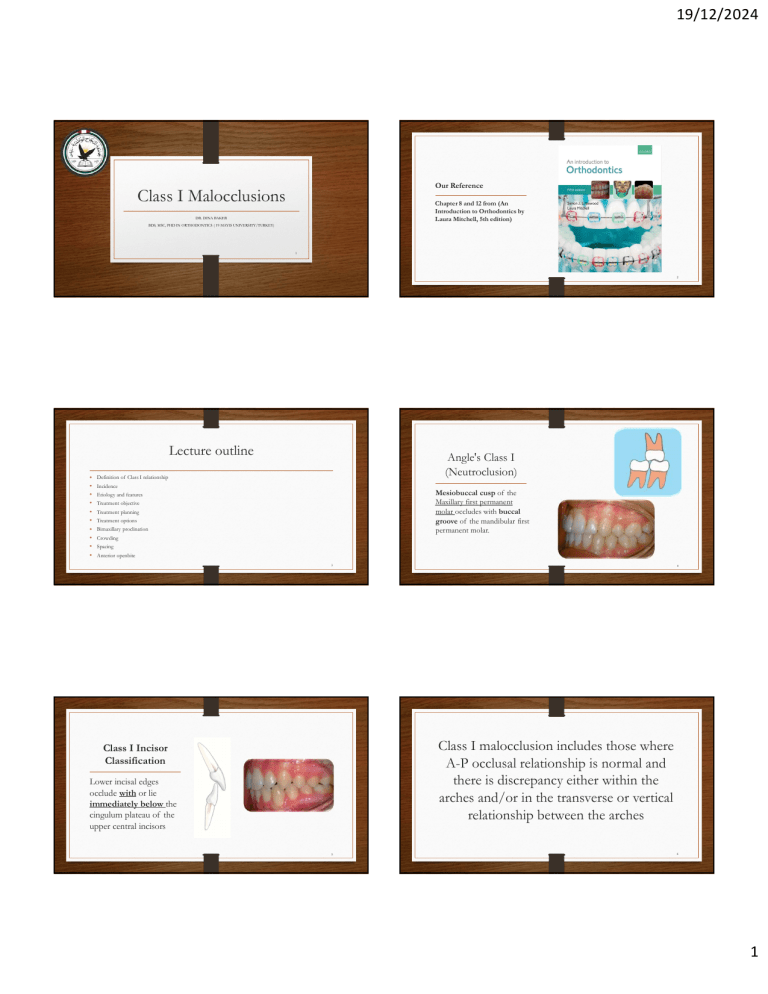 Class I Malocclusion: An Orthodontic Overview