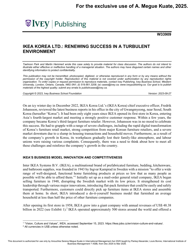 IKEA Korea Business Strategy Case Study