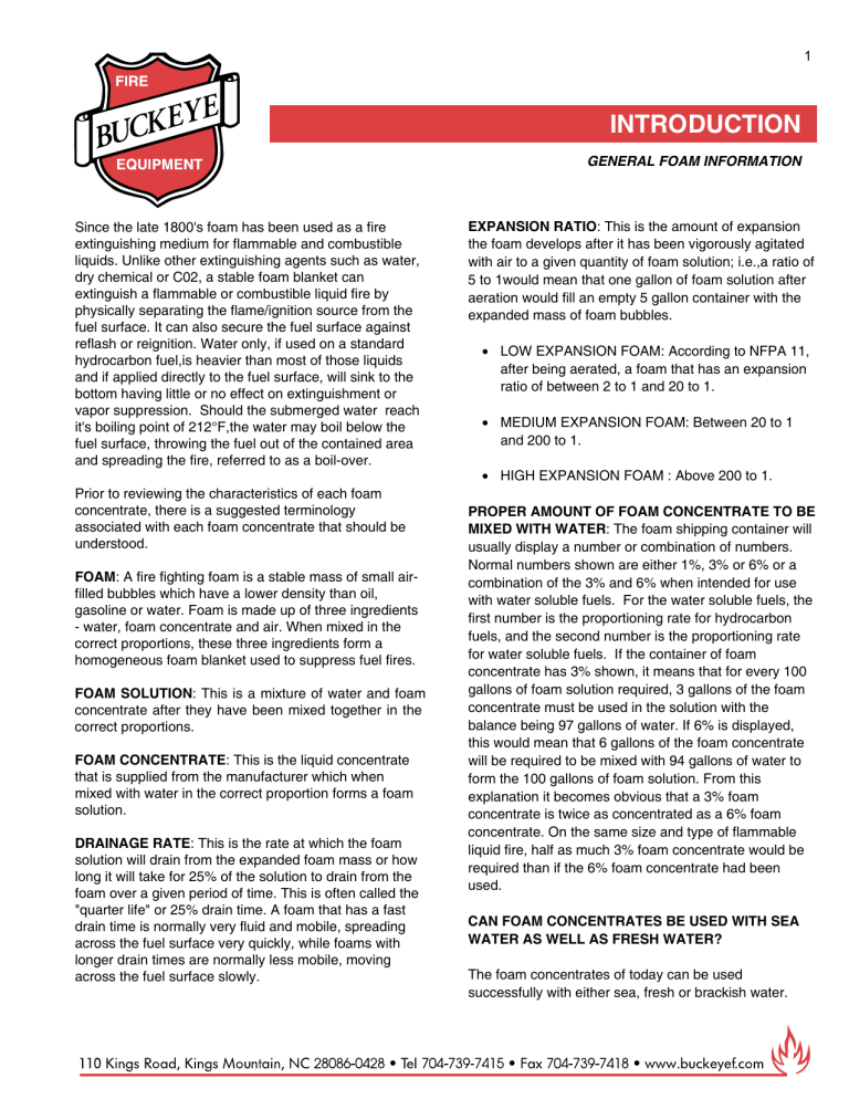Fire Fighting Foam: Types, Terminology, and Application