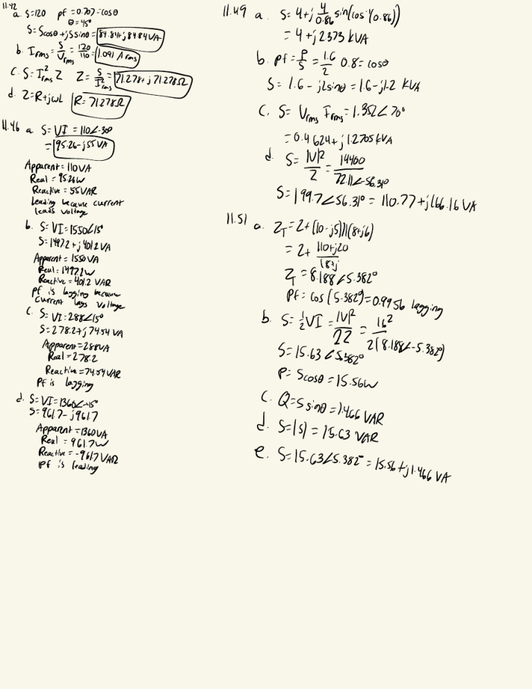 AC Power Analysis Problems Solutions