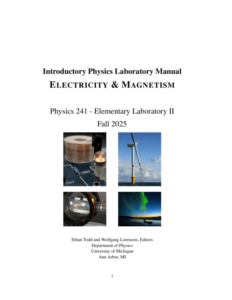 Physics 241 Electricity & Magnetism Lab Manual