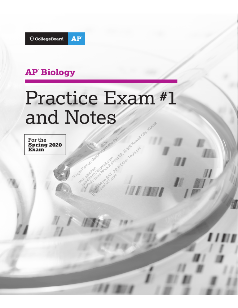 2020 AP Biology Practice Exam PDF