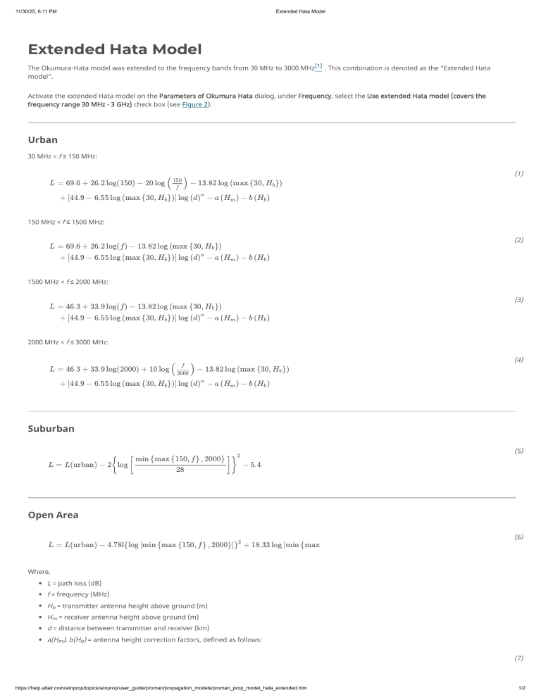 Extended Hata Model Guide | Radio Propagation