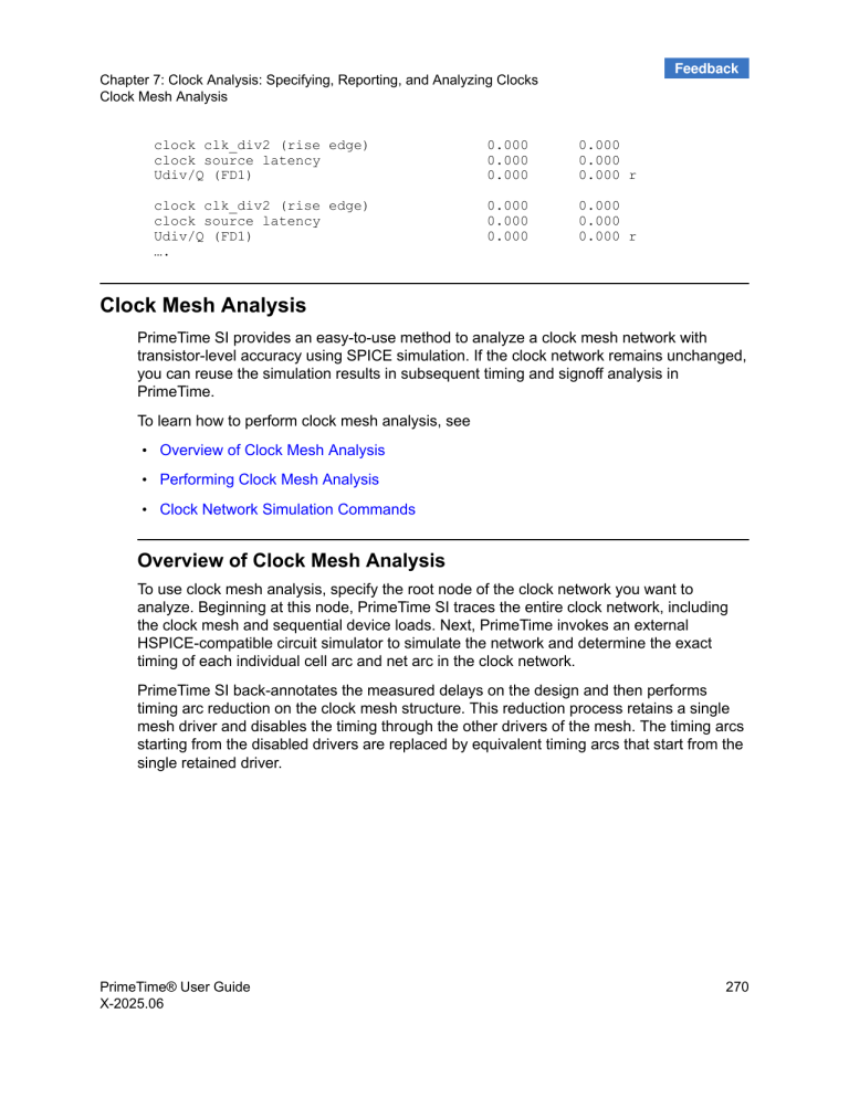 PrimeTime Clock Mesh Analysis User Guide