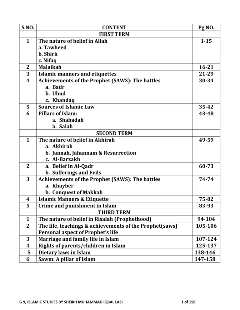 Grade 9 Islamic Studies Textbook