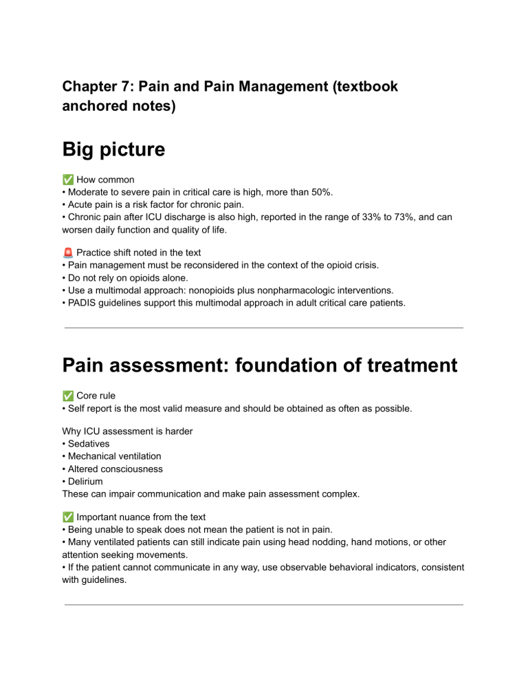 Pain Management in Critical Care Guide