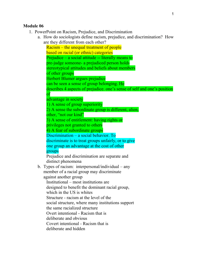 Racism and Inequality Sociology Guide
