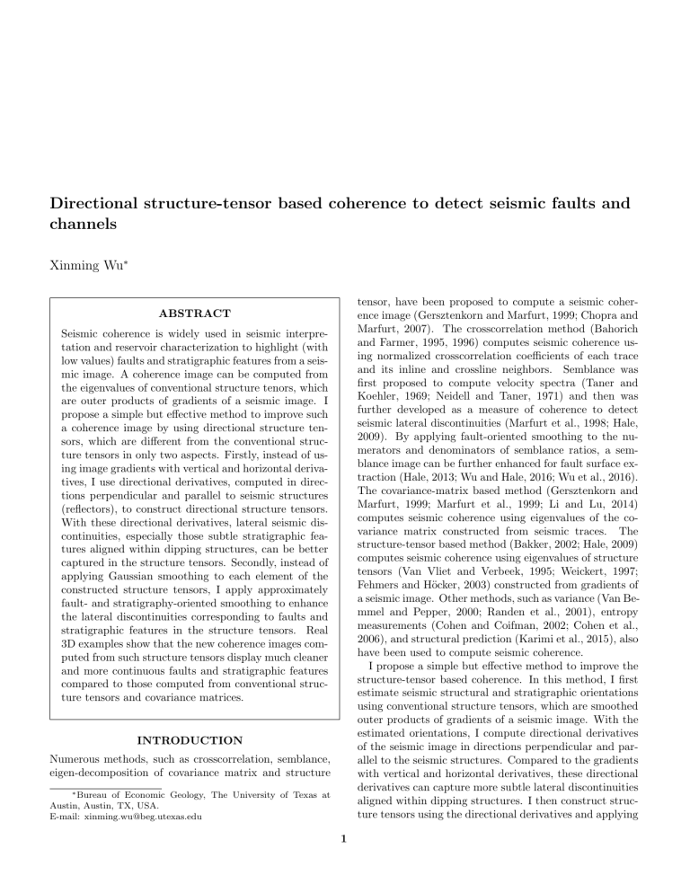 Directional Structure-Tensor Seismic Coherence Method