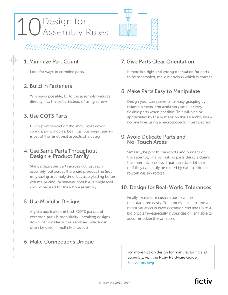 10 Design for Assembly Rules - Fictiv Guide