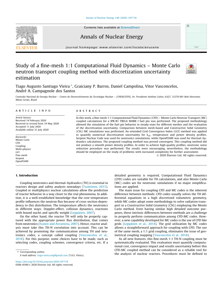 Fine-mesh CFD-MC Coupling Method for Nuclear Energy