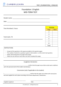 Foundation 1 English Mid-Term Test