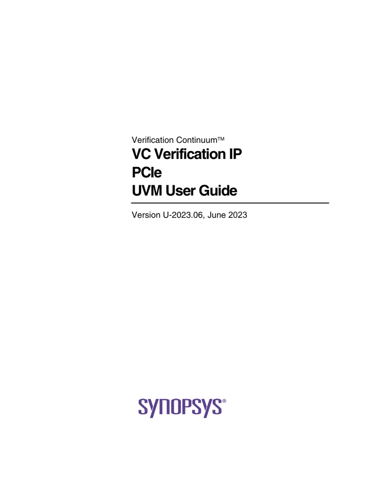 PCIe VIP UVM User Guide