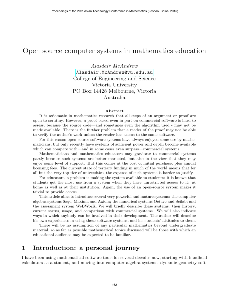 Open Source Systems in Math Education