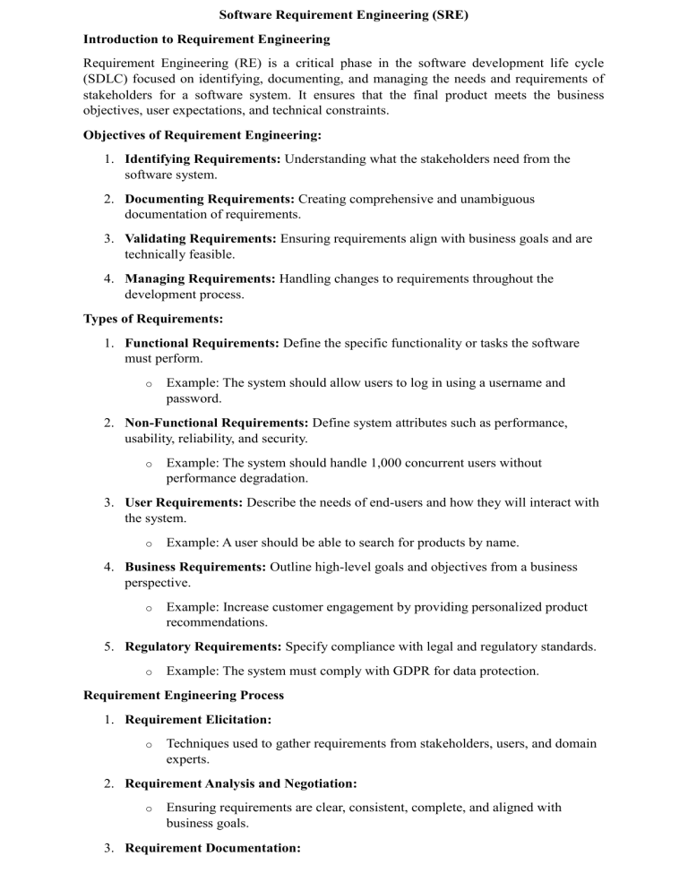 Software Requirement Engineering & Design Guide