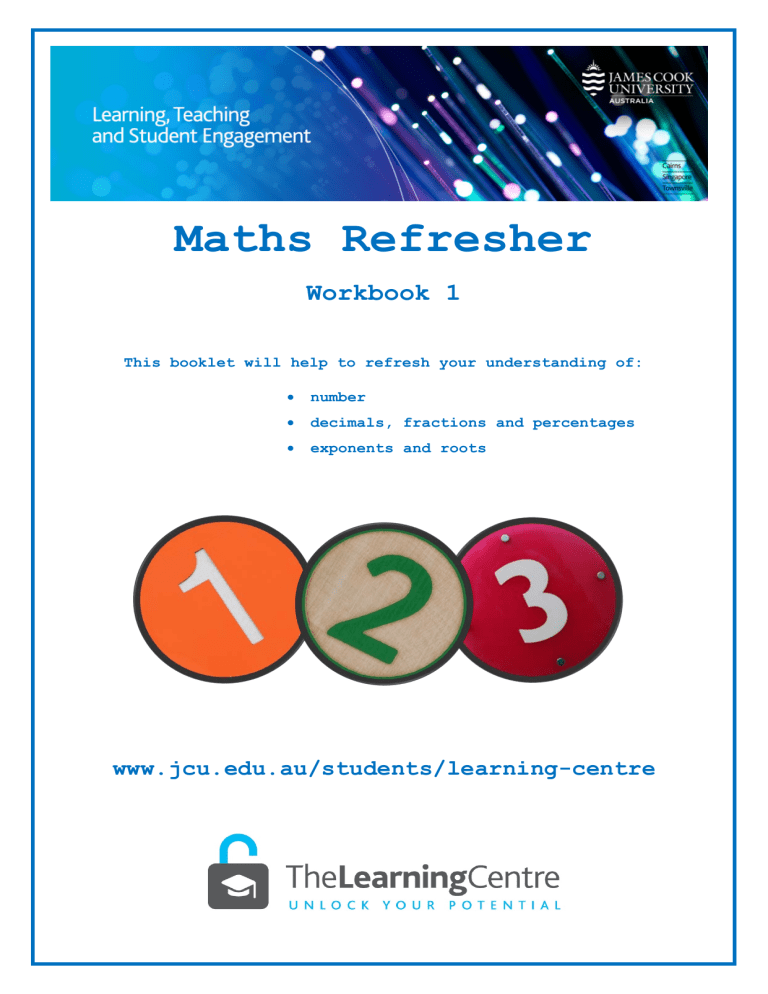 Maths Refresher Workbook 1 | JCU Learning Centre