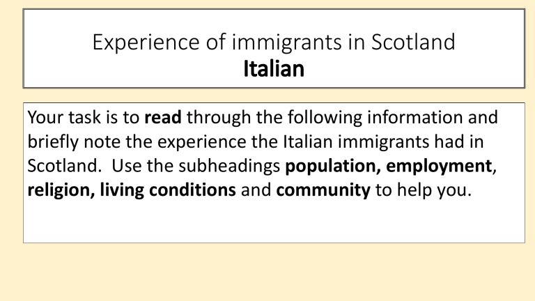 Italian Immigration in Scotland History Guide