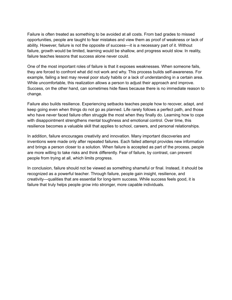 The Role of Failure in Personal Growth