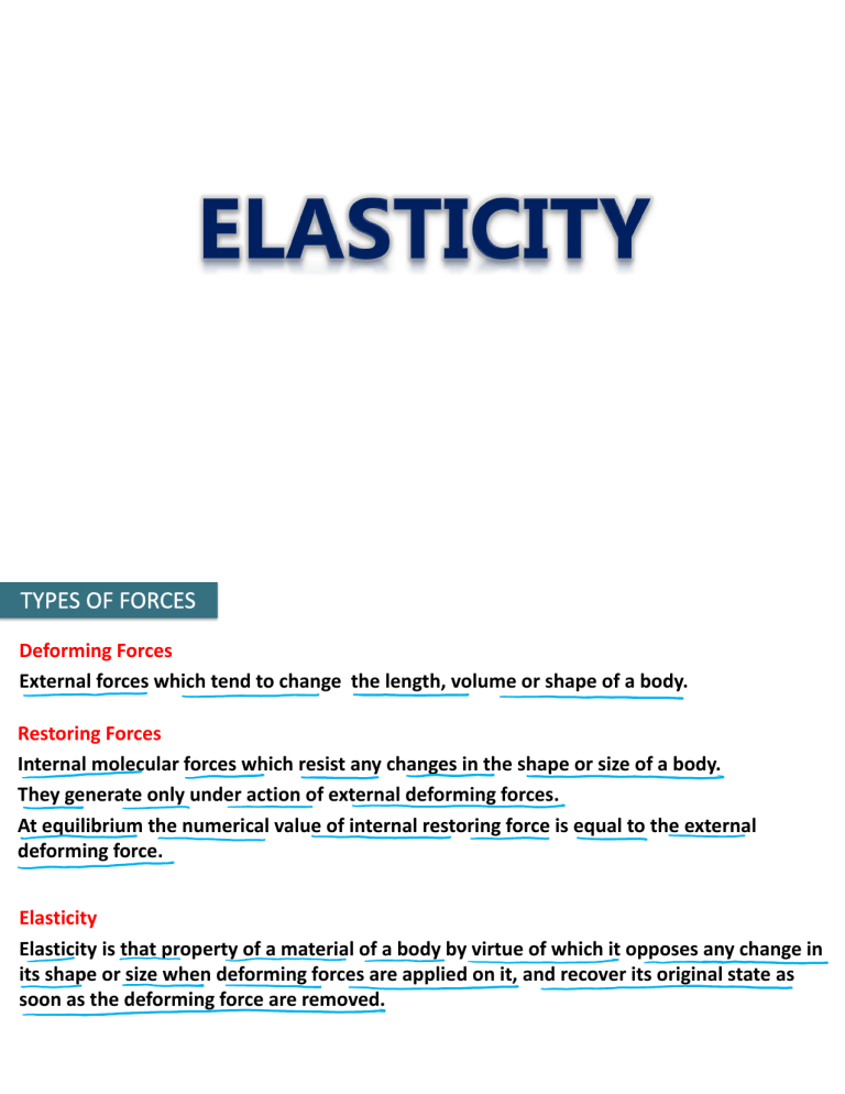 Physics Mechanics Notes on Elasticity & Fluids