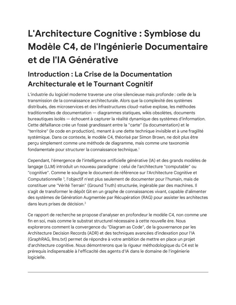 Architecture Cognitive : Modèle C4 et IA Générative