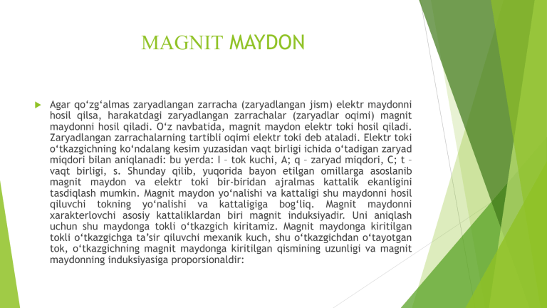 Magnetizm va Elektr Toki: Fizika Darslik Matnlari