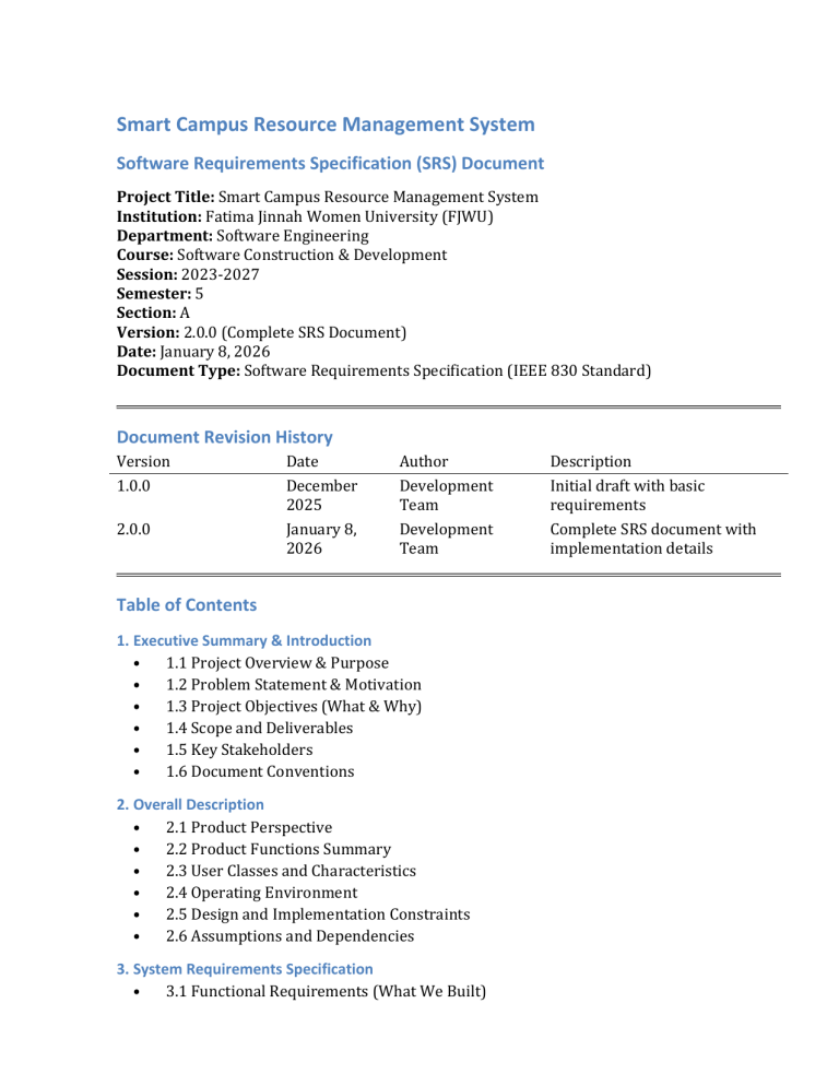 SRS for Smart Campus Resource Management System