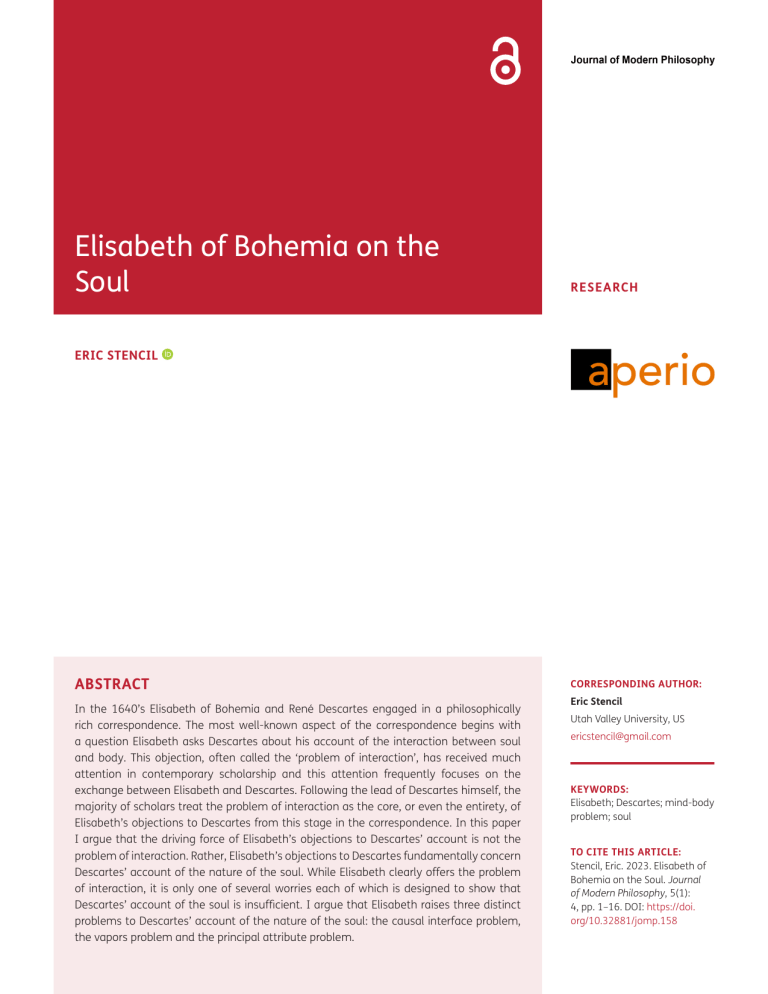 Elisabeth of Bohemia on the Soul | Stencil