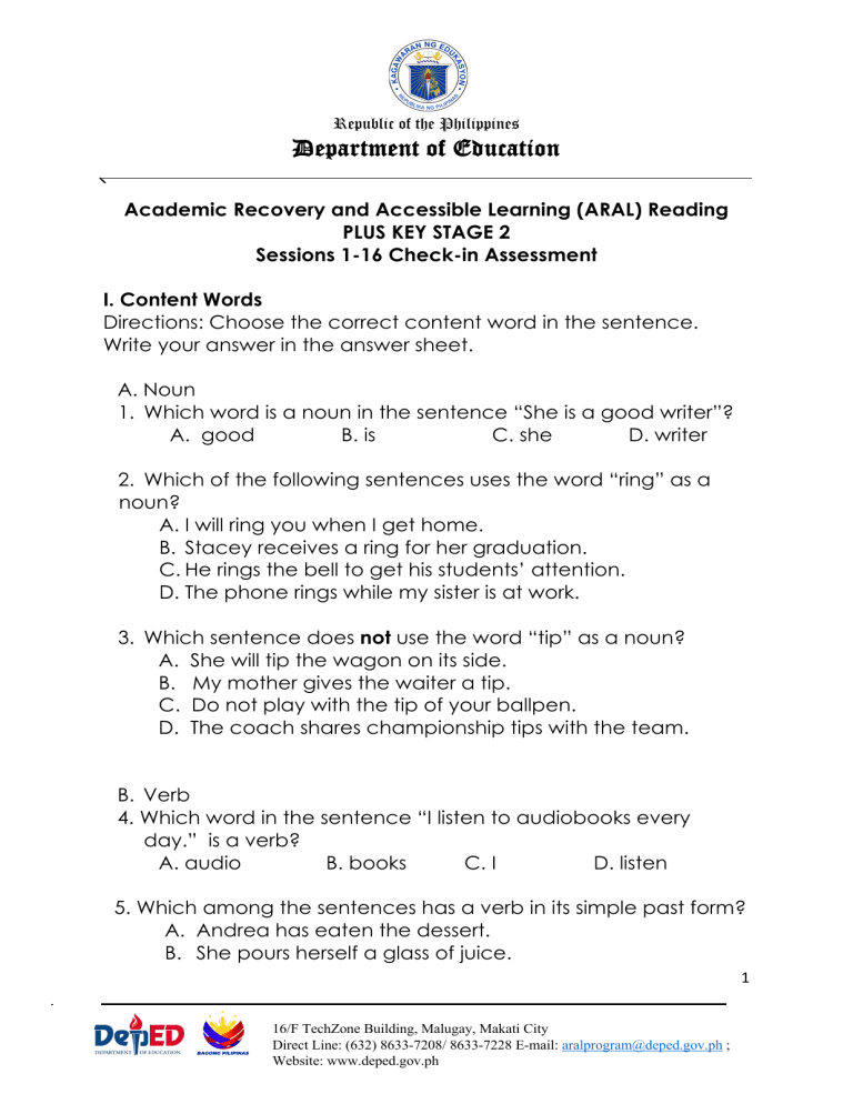 ARAL Key Stage 2 English Assessment