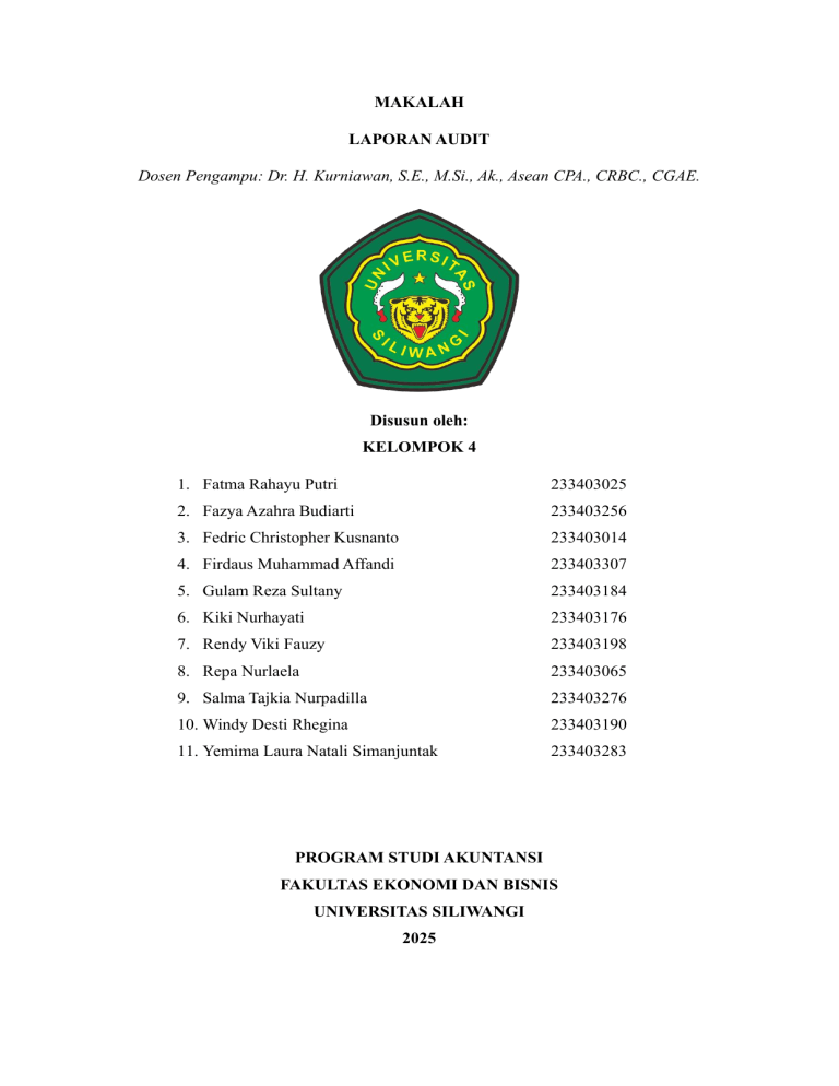 Laporan Audit - Makalah Kelompok 4