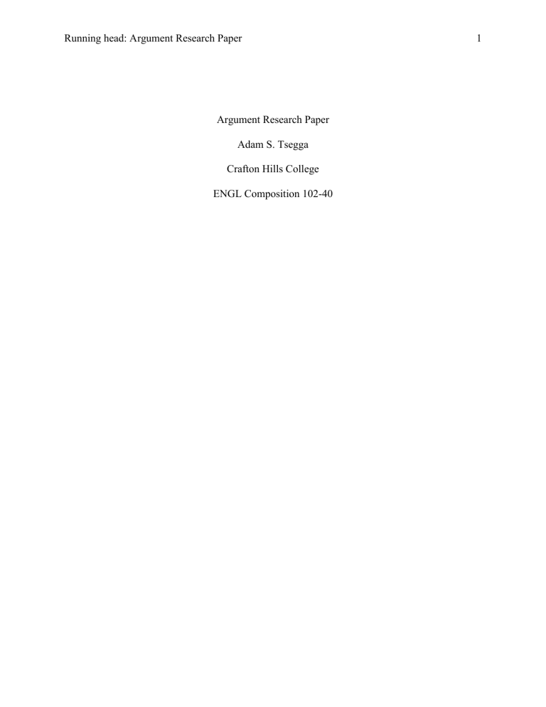 Argument Research Paper