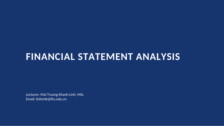 Financial Statement Analysis Course Syllabus