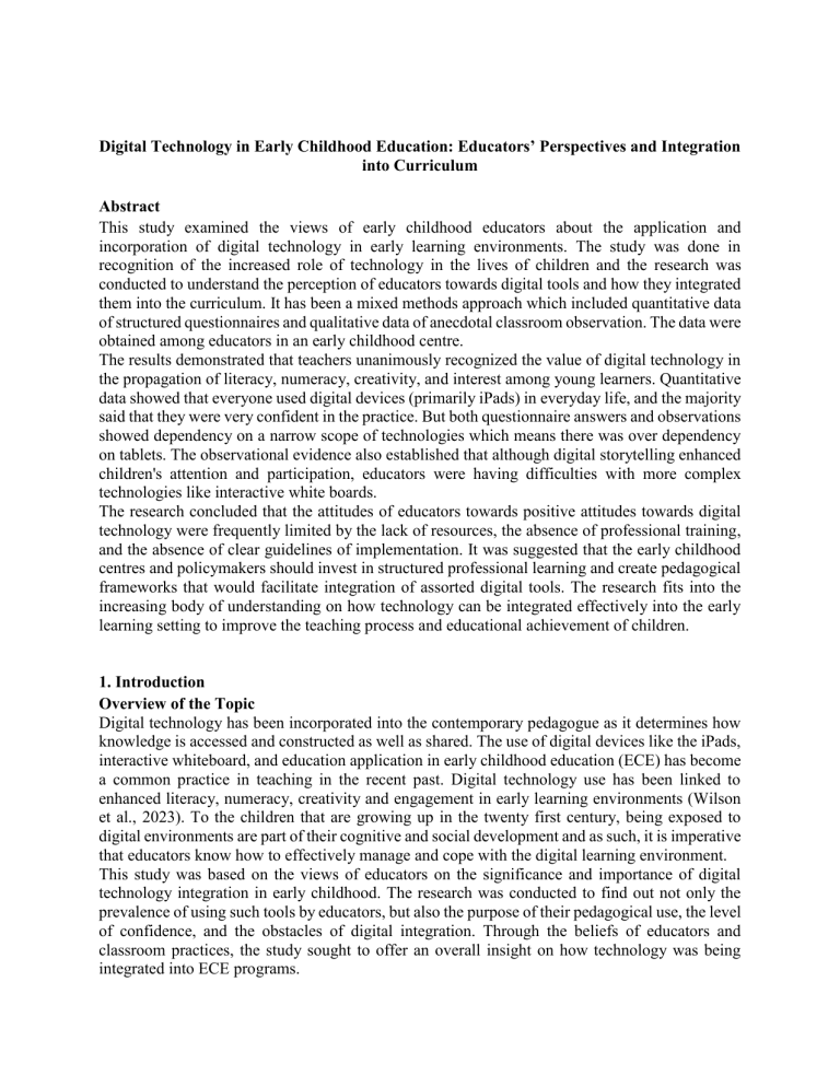 Digital Tech in Early Childhood Education