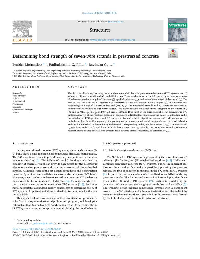 Bond Strength of Prestressed Concrete Strands